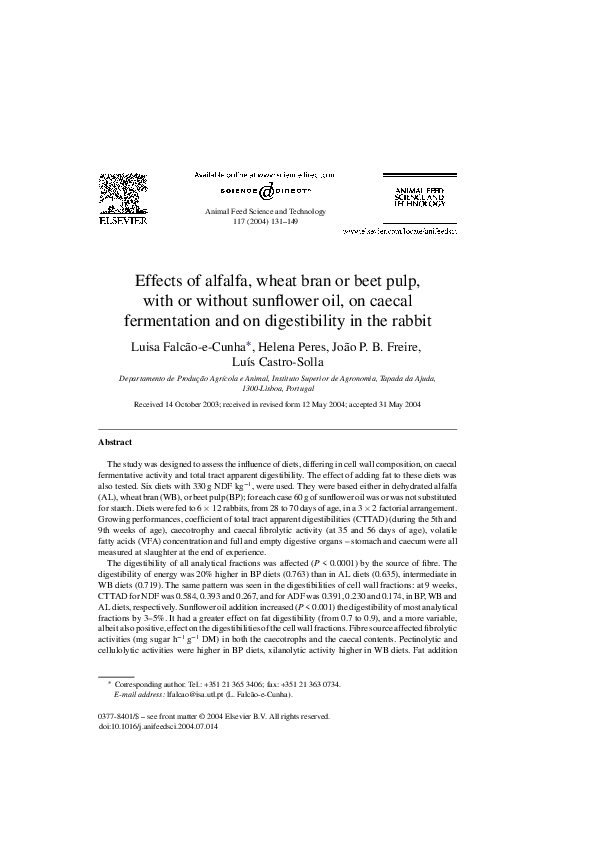 (PDF) Effects of alfalfa, wheat bran or beet pulp, with or without ...