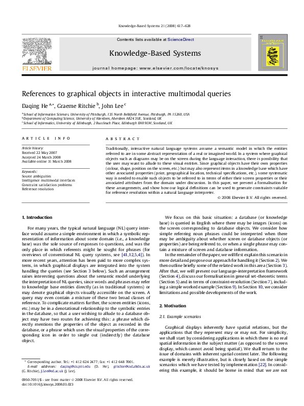 (PDF) References to graphical objects in interactive multimodal queries