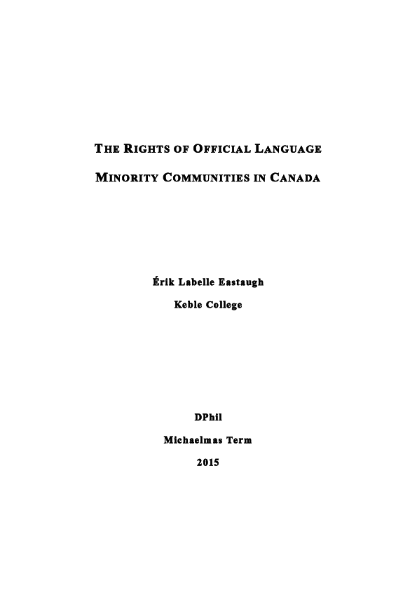 (PDF) The Rights of Official Language Minority Communities in Canada