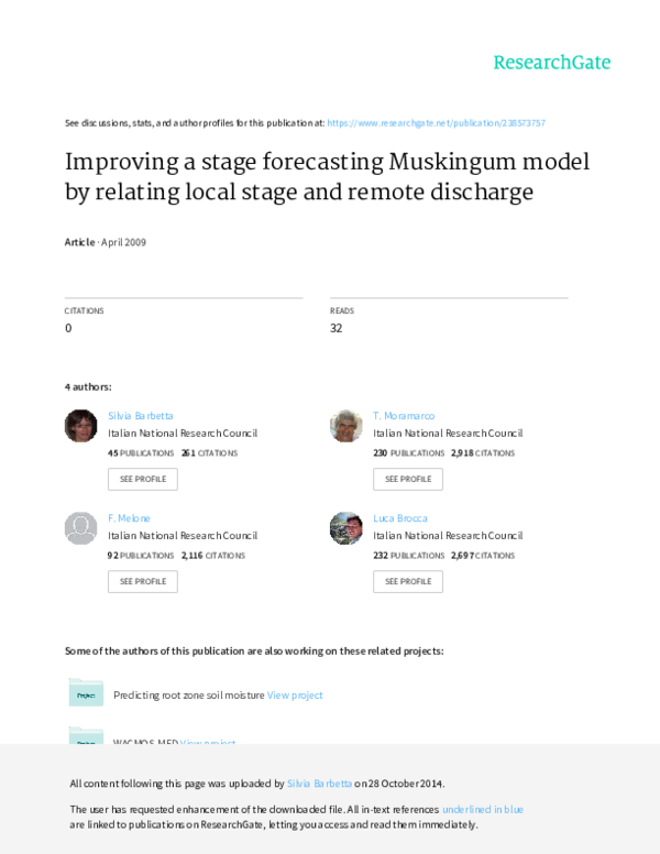 (PDF) Improving a stage forecasting Muskingum model by relating local ...