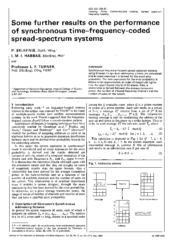 Pdf Some Further Results On The Performance Of Synchronous Time Frequency Coded Spread 6410