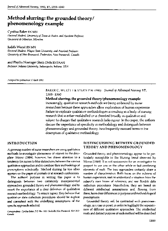 (PDF) Method slurring: the grounded theory/phenomenology example
