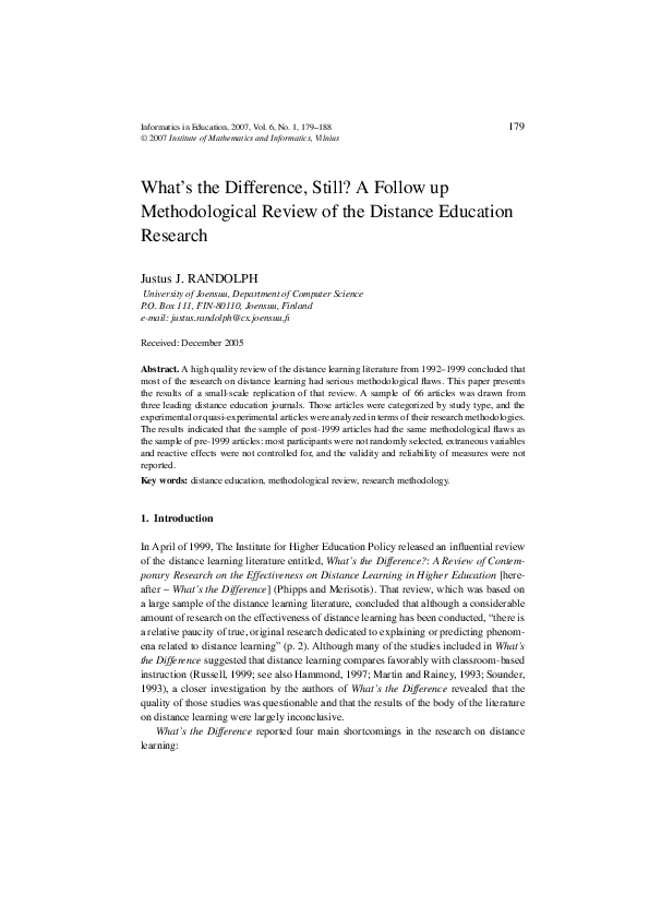 (PDF) What's the Difference, Still? A Follow up Methodological Review ...