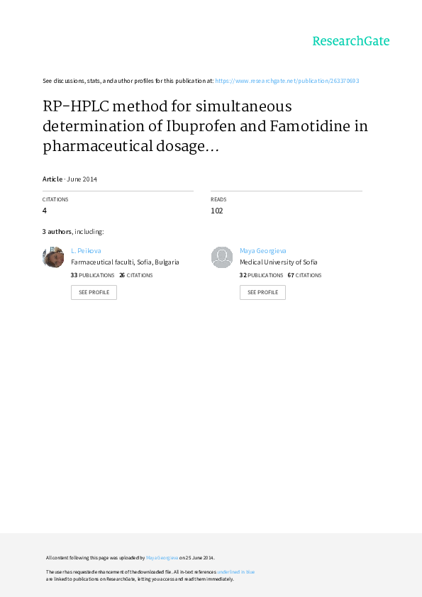 Pdf A Rp Hplc Method For The Simultaneous Determination Of Diltiazem And Quinolones In Bulk