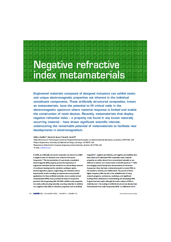 (PDF) Negative refractive index metamaterials