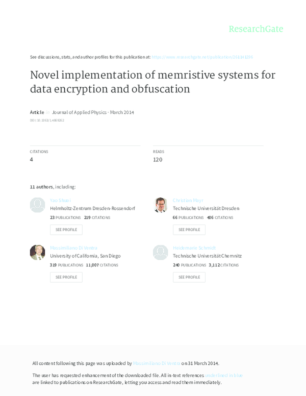 (PDF) Novel implementation of memristive systems for data encryption ...