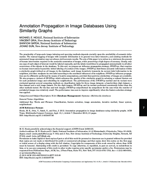 Pdf Annotation Propagation In Image Databases Using Similarity Graphs 72