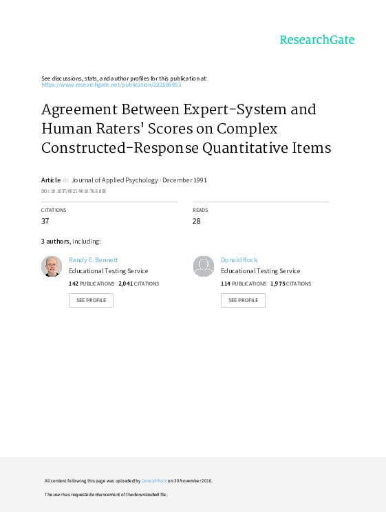 (PDF) Agreement Between Expert-System and Human Raters' Scores on ...