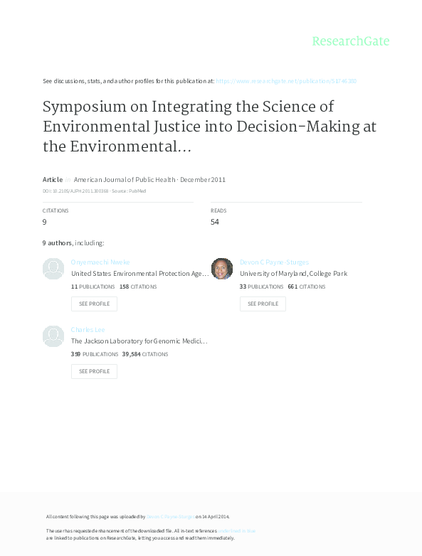 (PDF) An applied environmental justice framework for exposure science ...