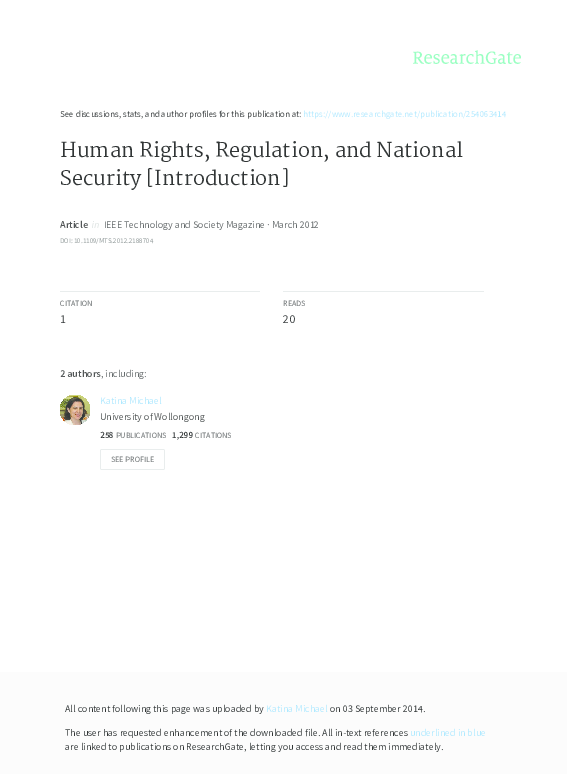 (PDF) Human Rights, Regulation, and National Security [Introduction]