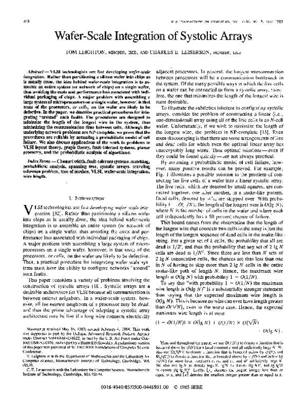(PDF) Wafer-Scale Integration of Systolic Arrays