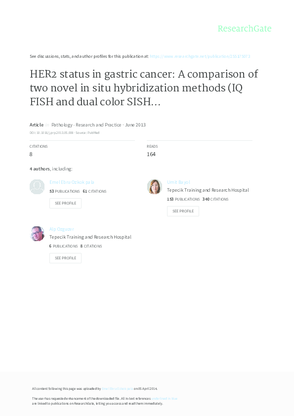 (PDF) HER2 status in gastric cancer: A comparison of two novel in situ ...