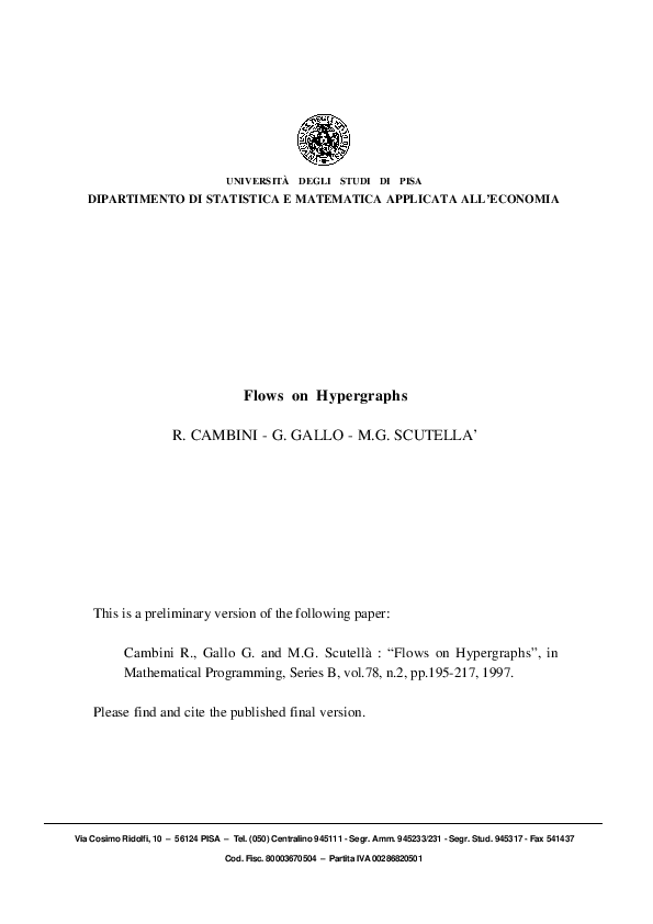 (PDF) Flows on hypergraphs