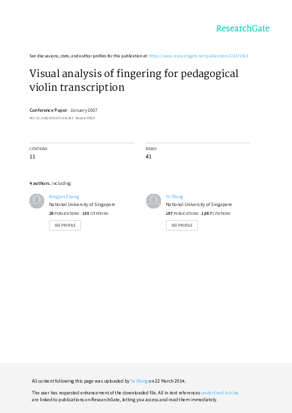 (PDF) Visual Analysis of Violin Fingering Techniques