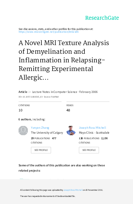 (PDF) A Novel MRI Texture Analysis of Demyelination and Inflammation in ...