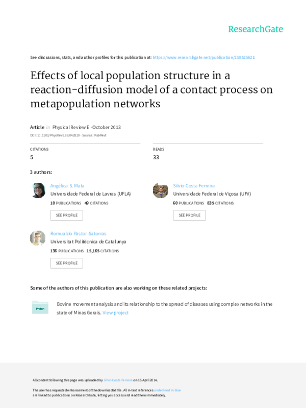 (PDF) Effects of local population structure in a reaction-diffusion model of a contact process ...