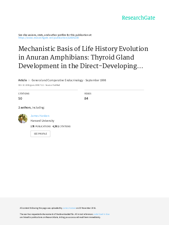 (PDF) Mechanistic Basis of Life-History Evolution in Anuran Amphibians ...