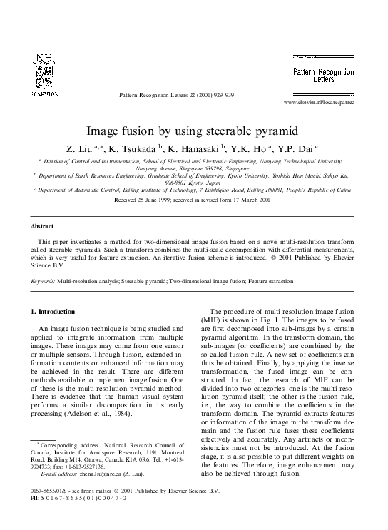 (PDF) Image fusion by using steerable pyramid