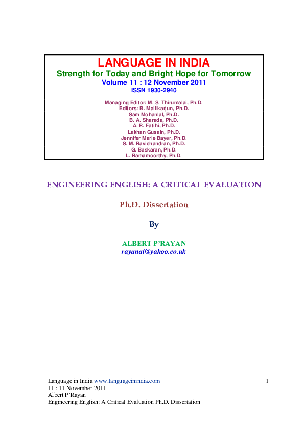 (PDF) Engineering English: A Critical Evaluation