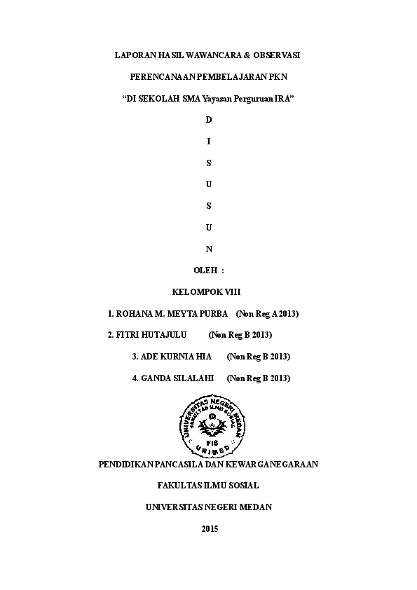 (DOC) LAPORAN HASIL WAWANCARA & OBSERVASI