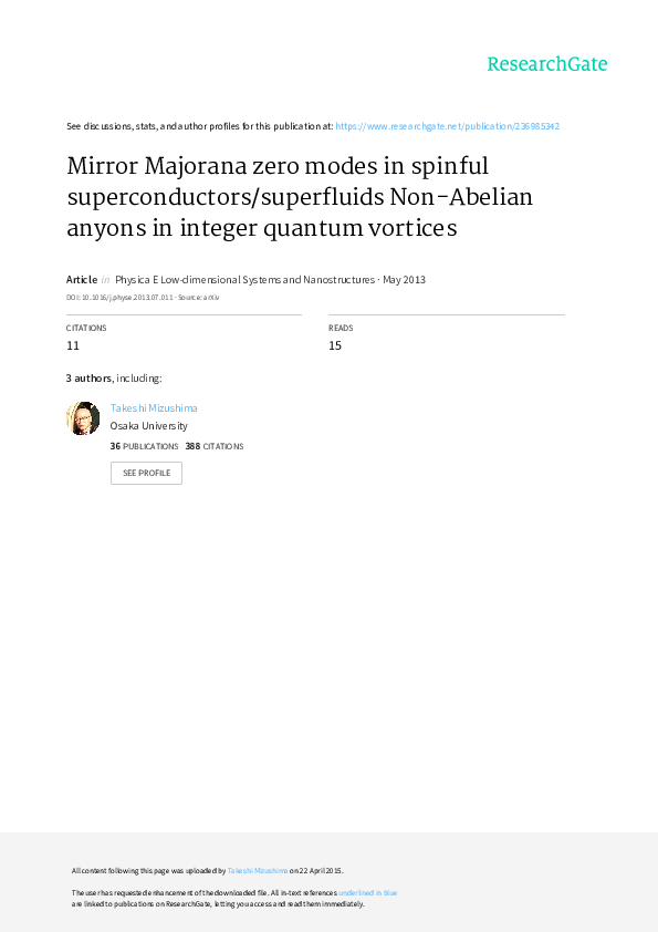 Pdf Mirror Majorana Zero Modes In Spinful Superconductors Superfluids