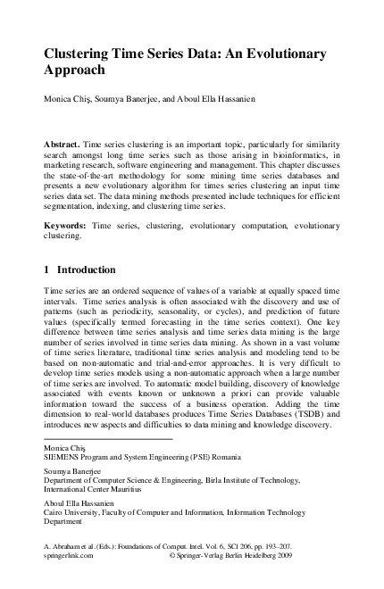 (PDF) Clustering Time Series Data: An Evolutionary Approach