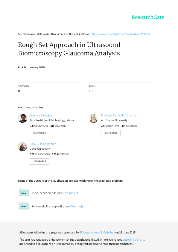 (PDF) Rough Set Approach in Ultrasound Biomicroscopy Glaucoma Analysis