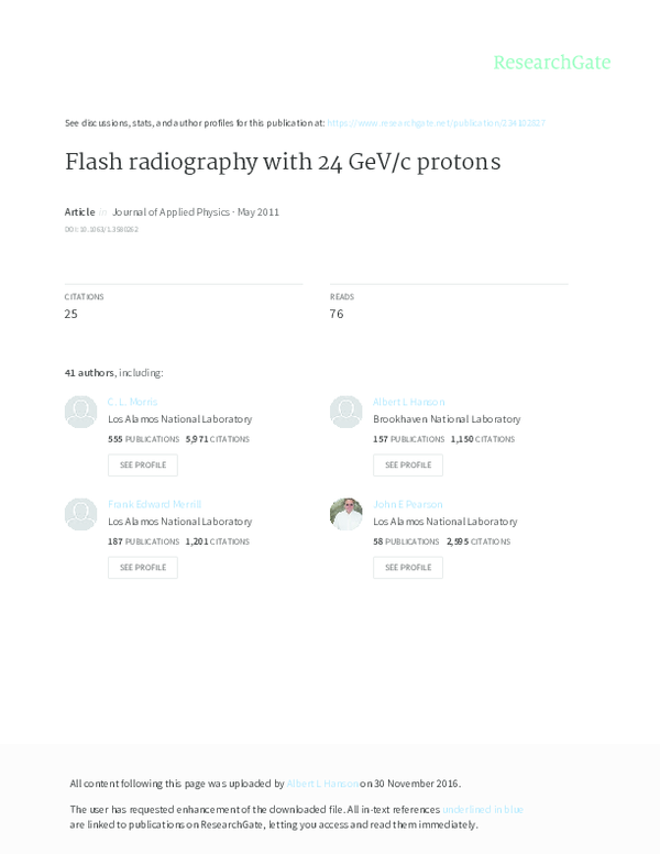 (PDF) Flash radiography with 24 GeV/c protons