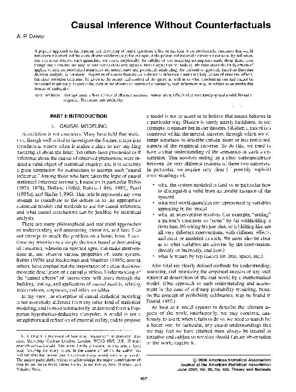 (PDF) Causal inference without counterfactuals