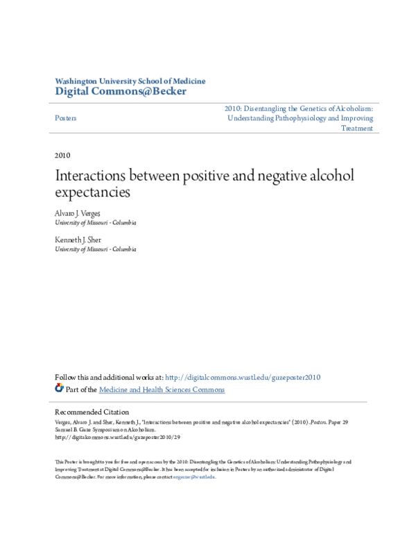 (PDF) Interactions between positive and negative alcohol expectancies