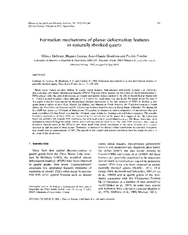 (PDF) Formation mechanisms of planar deformation features in naturally ...