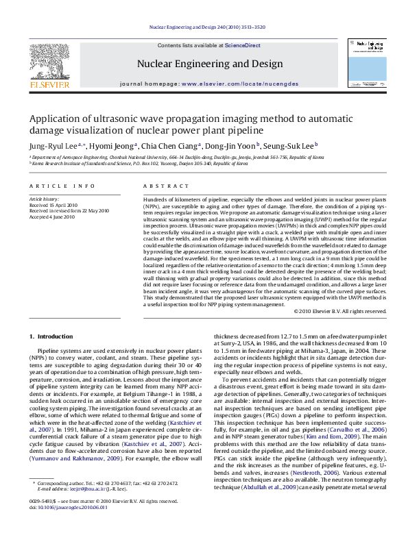 Pdf Application Of Ultrasonic Wave Propagation Imaging Method To
