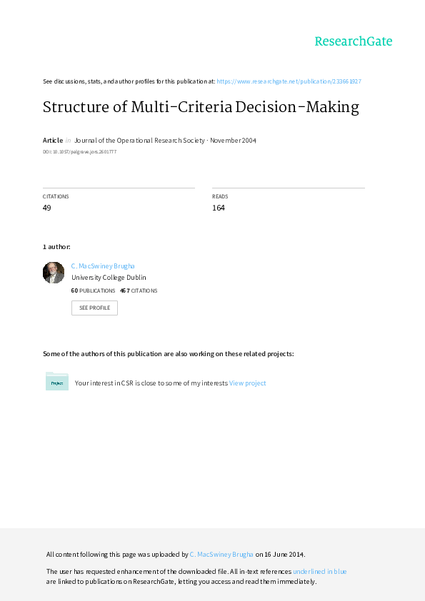 (PDF) Structure of multi-criteria decision-making