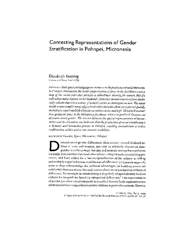 (PDF) Contesting representations of gender stratification in Pohnpei ...