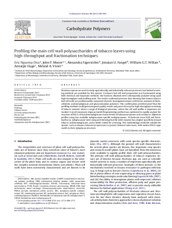 (PDF) Profiling the main cell wall polysaccharides of tobacco leaves ...