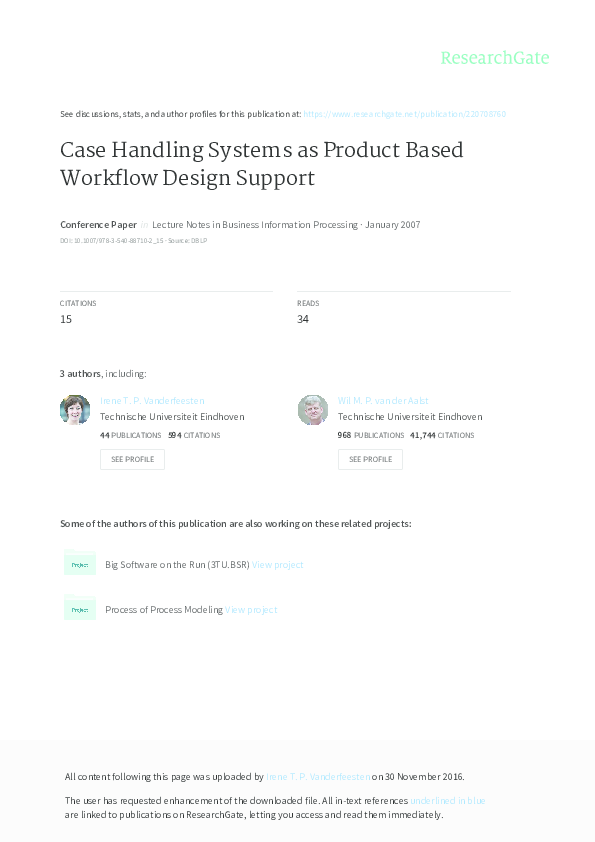 (PDF) Case handling systems as product based workflow design support