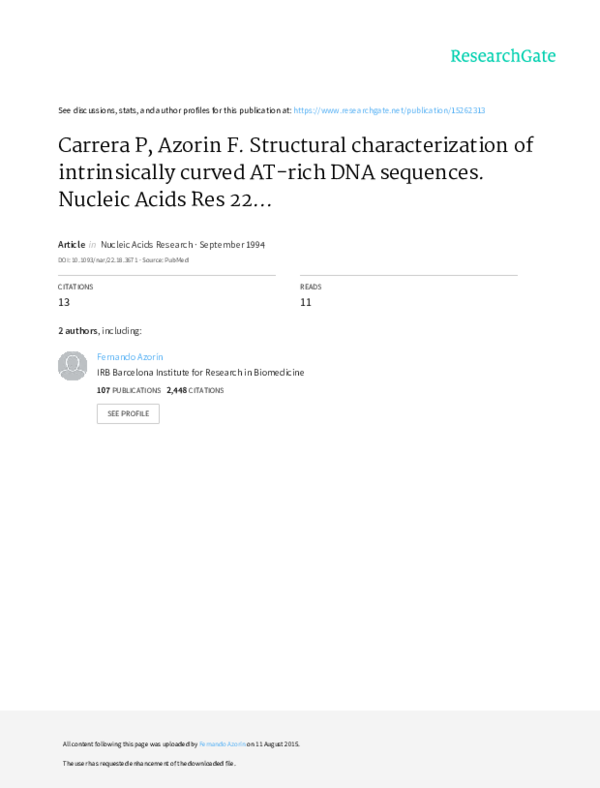 (PDF) Structural characterization of intrinsically curved AT-rich DNA ...