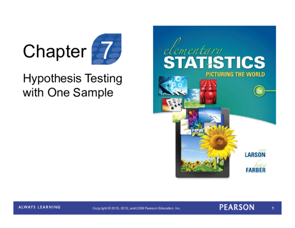 Pdf Chapter Hypothesis Testing With One Sample