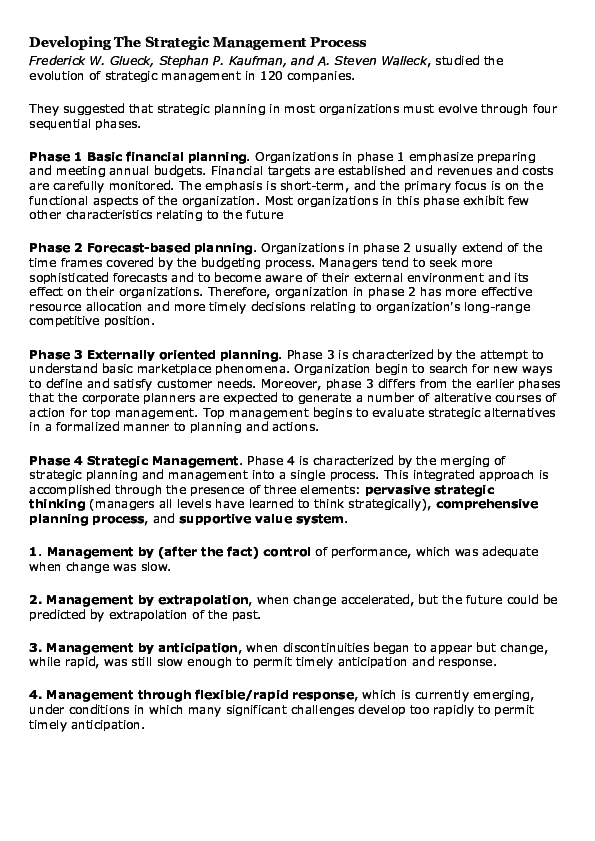 (PDF) Developing The Strategic Management Process