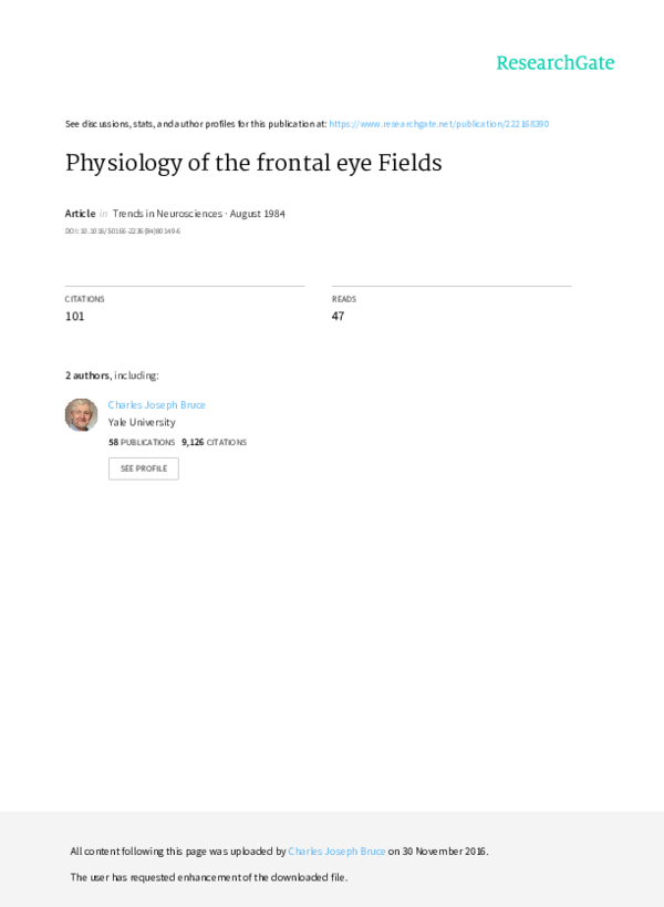 (PDF) Physiology of the frontal eye fields