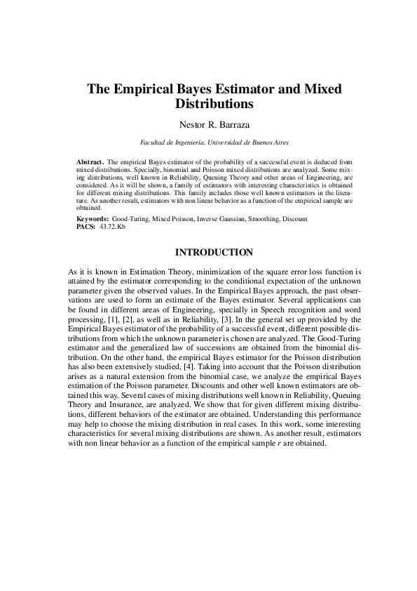 (PDF) The Empirical Bayes Estimator and Mixed Distributions