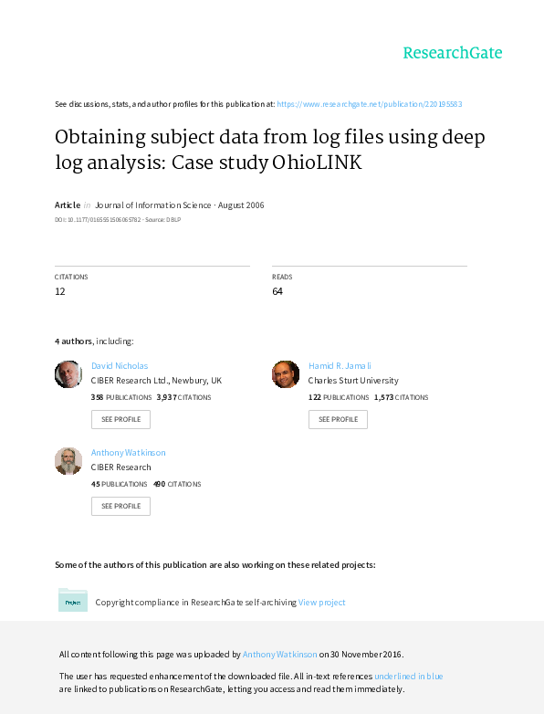(PDF) Obtaining subject data from log files using deep log analysis ...