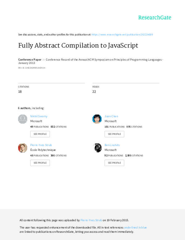(PDF) Fully abstract compilation to JavaScript