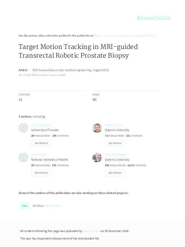 (PDF) Target Motion Tracking in MRI-guided Transrectal Robotic Prostate ...
