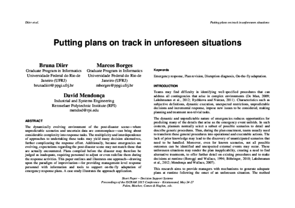 (PDF) Putting plans on track in unforeseen situations