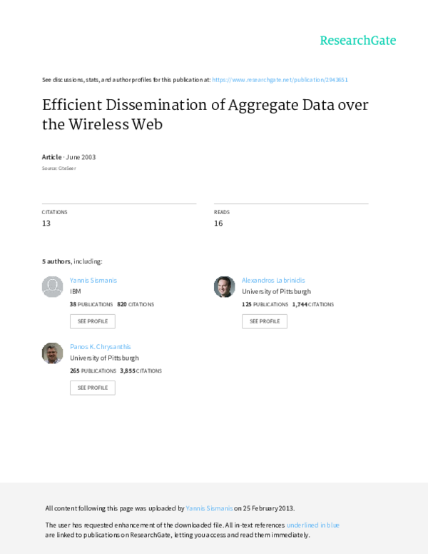 (PDF) Efficient Dissemination of Aggregate Data over the Wireless Web