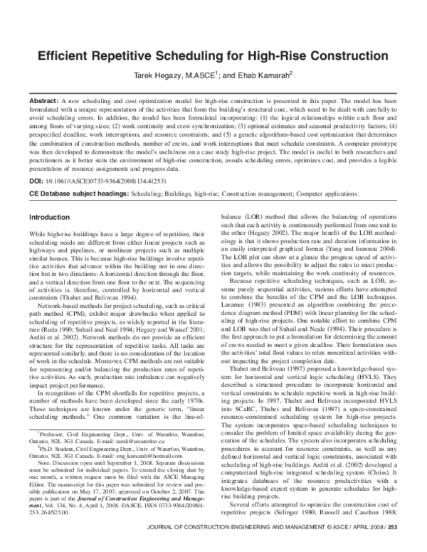 (PDF) Efficient Repetitive Scheduling for High-Rise Construction