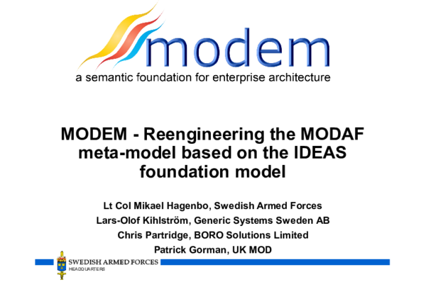 MODEM - Reengineering the MODAF meta-model based on the IDEAS ...