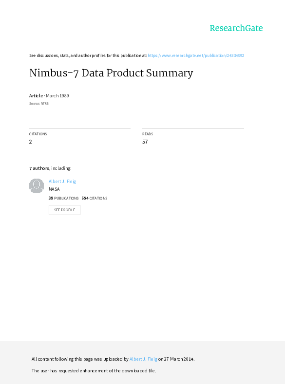 (PDF) Nimbus-7 data product summary