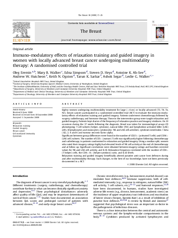 (PDF) Immuno-modulatory effects of relaxation training and guided ...